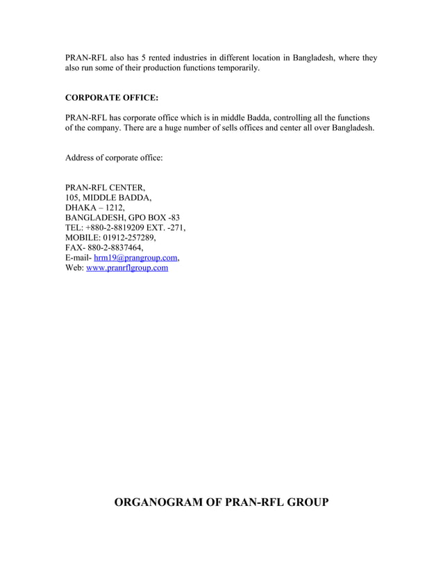 Term paper-on-pran-rfl-group | DOC | Agriculture | Industries