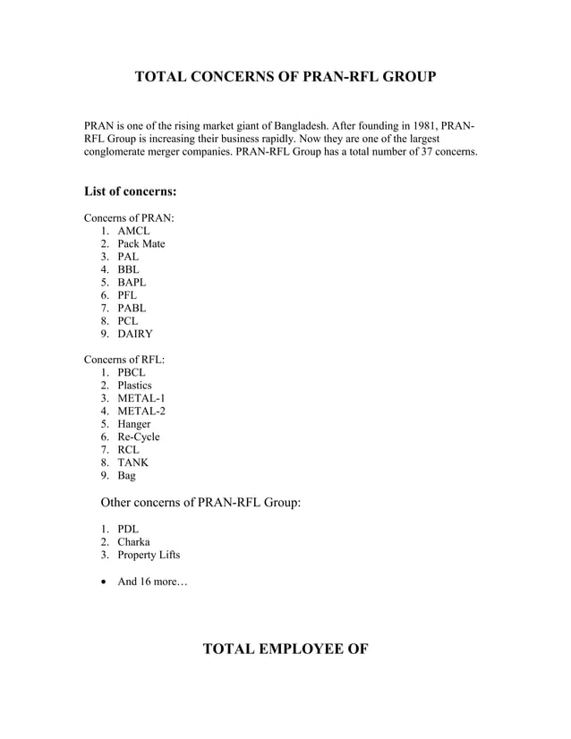 Term paper-on-pran-rfl-group | DOC | Agriculture | Industries