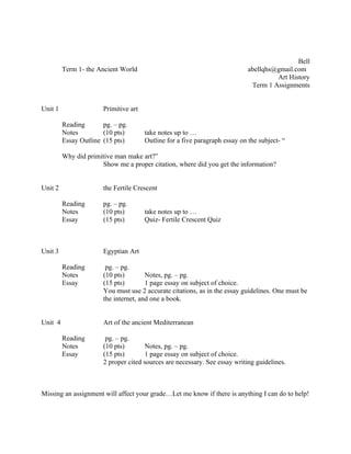 Term 1 Assignments | PDF