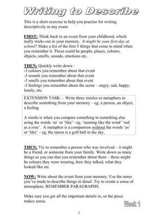 Y7 Term 1 Homework Booklet Composition and Comprehension | PDF | Free ...