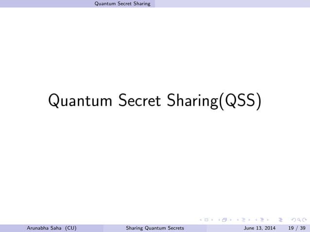 Introduction to Quantum Secret Sharing | PDF