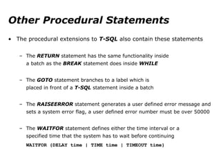 Lecture 2. MS SQL. Stored procedures. | PPT
