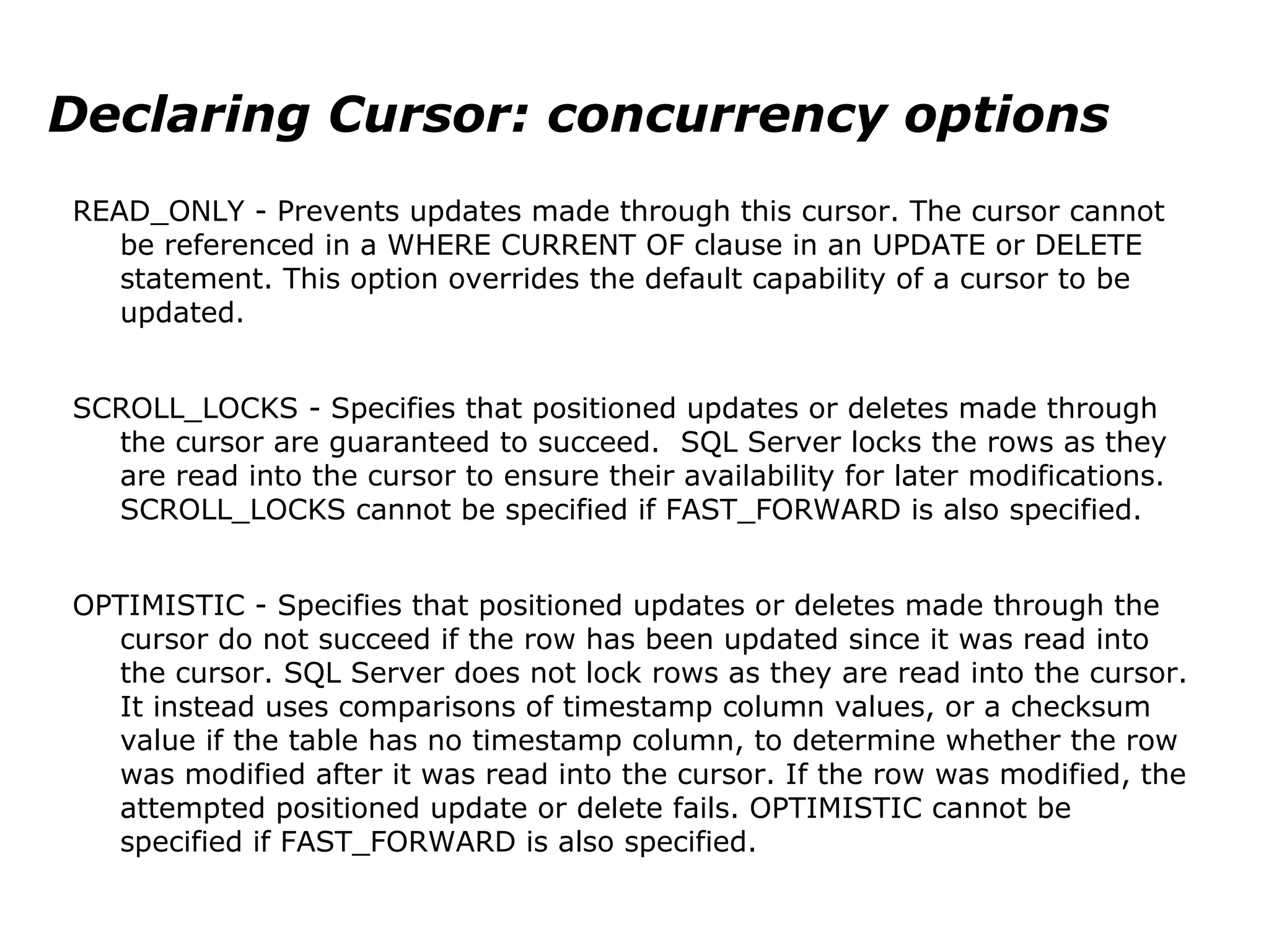 Lecture 3. MS SQL. Cursors. | PPT | Databases | Computer Software and Applications