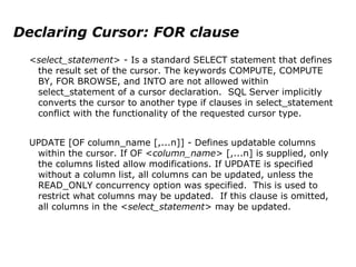 Lecture 3. MS SQL. Cursors. | PPT | Databases | Computer Software and Applications