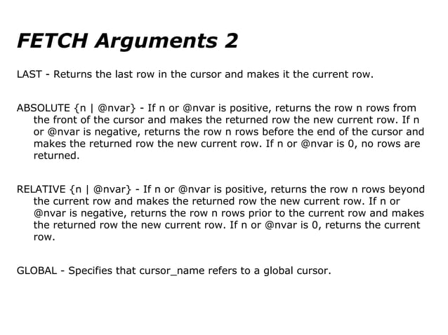 Lecture 3. MS SQL. Cursors. | PPT