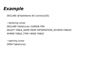 Lecture 3. MS SQL. Cursors. | PPT | Databases | Computer Software and Applications