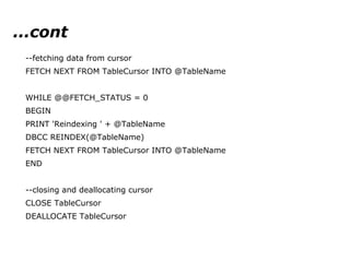 Lecture 3. MS SQL. Cursors. | PPT | Databases | Computer Software and Applications