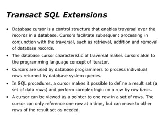 Lecture 3. MS SQL. Cursors. | PPT | Databases | Computer Software and Applications