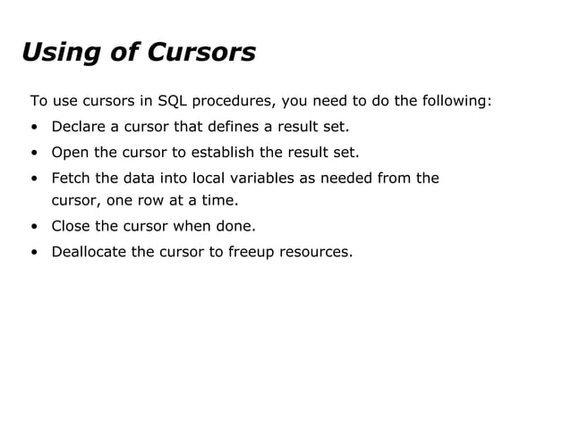 Lecture 3. MS SQL. Cursors. | PPT