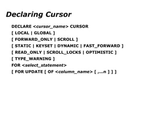 Lecture 3. MS SQL. Cursors. | PPT | Databases | Computer Software and Applications