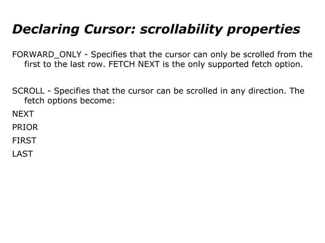 Lecture 3. MS SQL. Cursors. | PPT