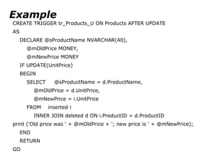 Lecture 4. MS SQL. DML Triggers | PPT