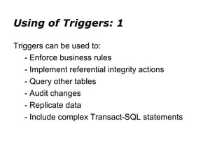 Lecture 4. MS SQL. DML Triggers | PPT