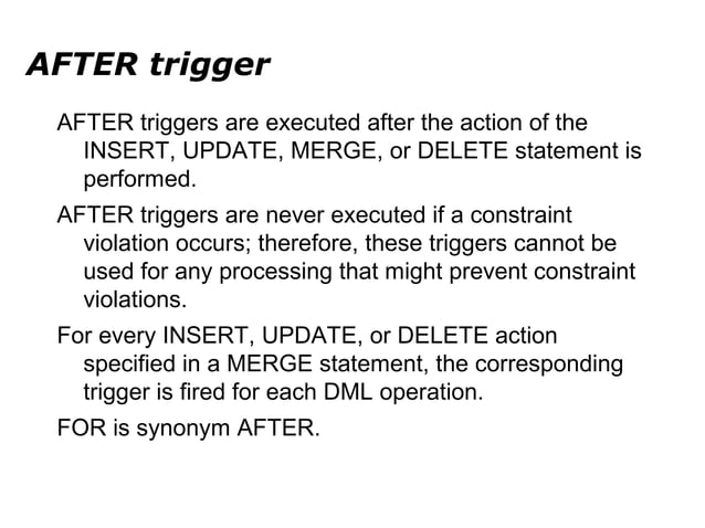 Lecture 4. MS SQL. DML Triggers | PPT | Free Download Lecture 4. MS SQL. DML Triggers | PPT | Free Download