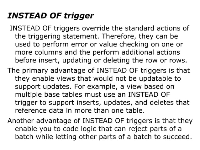Lecture 4. MS SQL. DML Triggers | PPT | Free Download Lecture 4. MS SQL. DML Triggers | PPT | Free Download