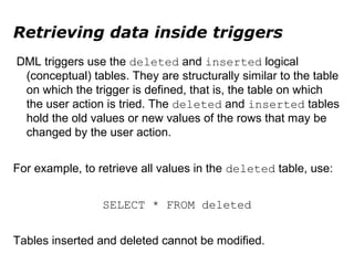 Lecture 4. MS SQL. DML Triggers | PPT