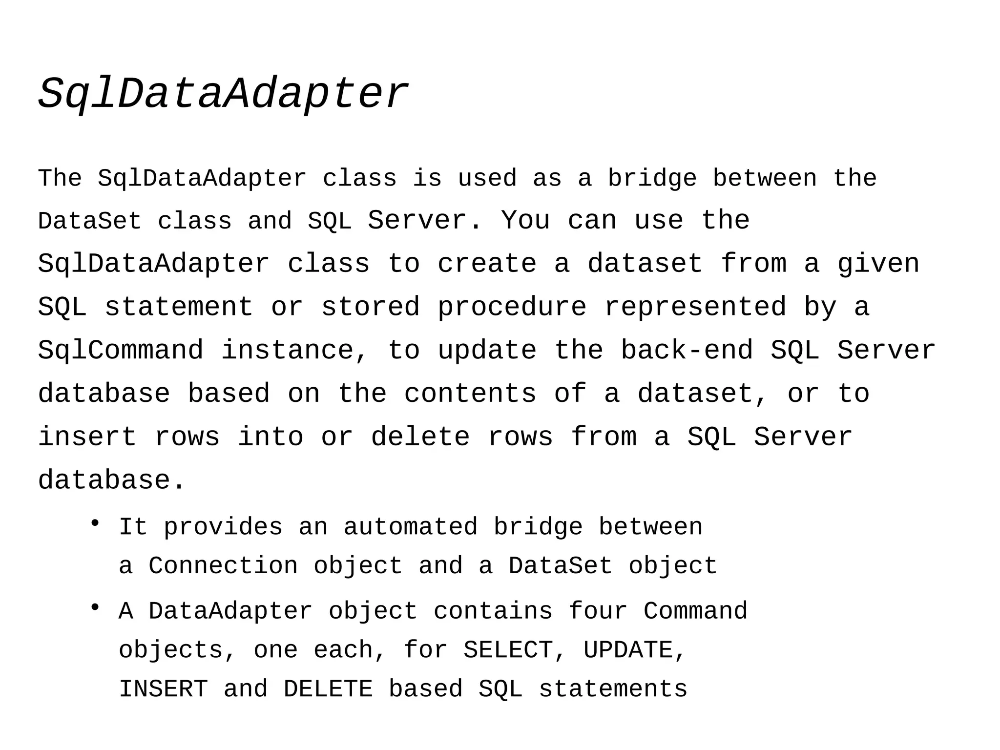 Lecture 6. ADO.NET Overview. | PPT