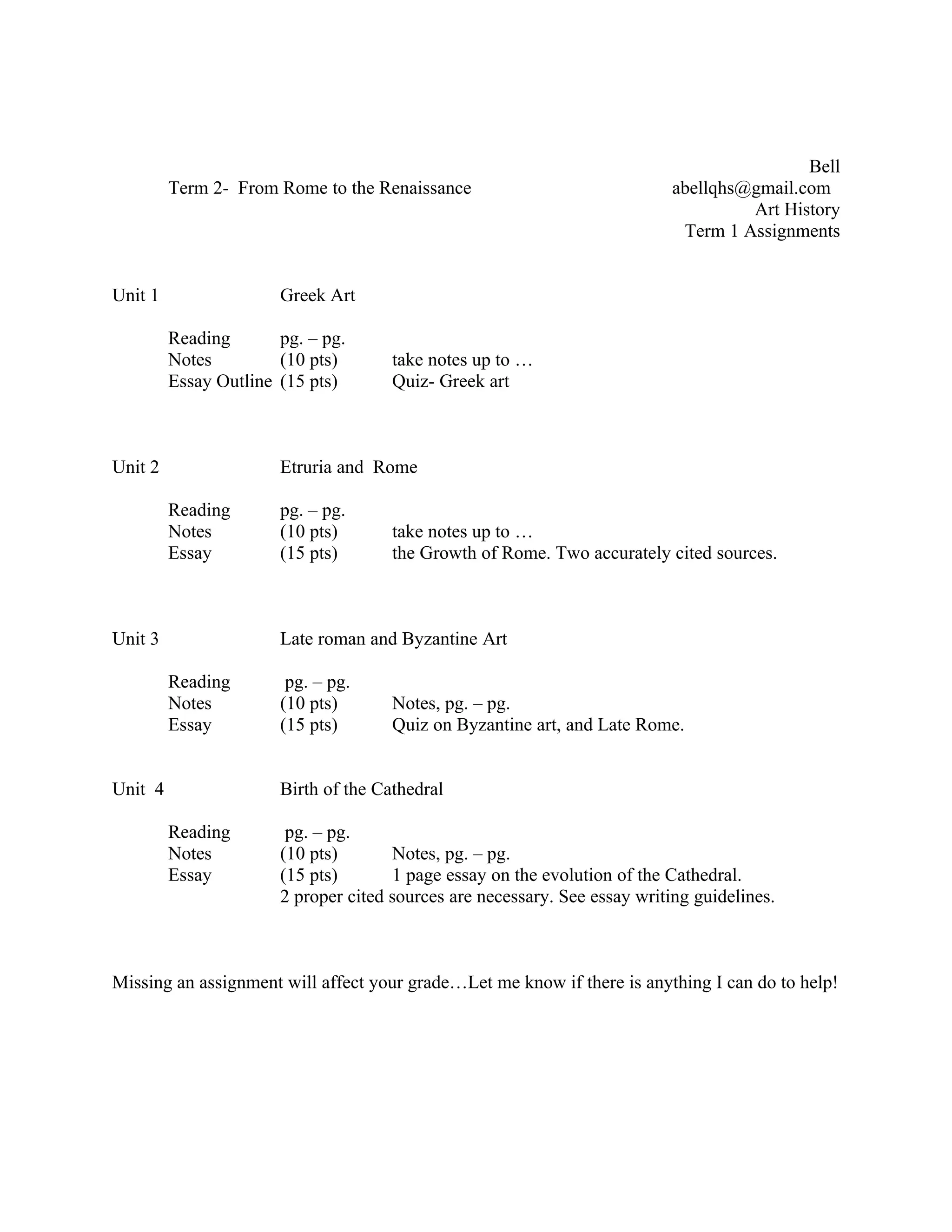Term 2 Assignments | DOC