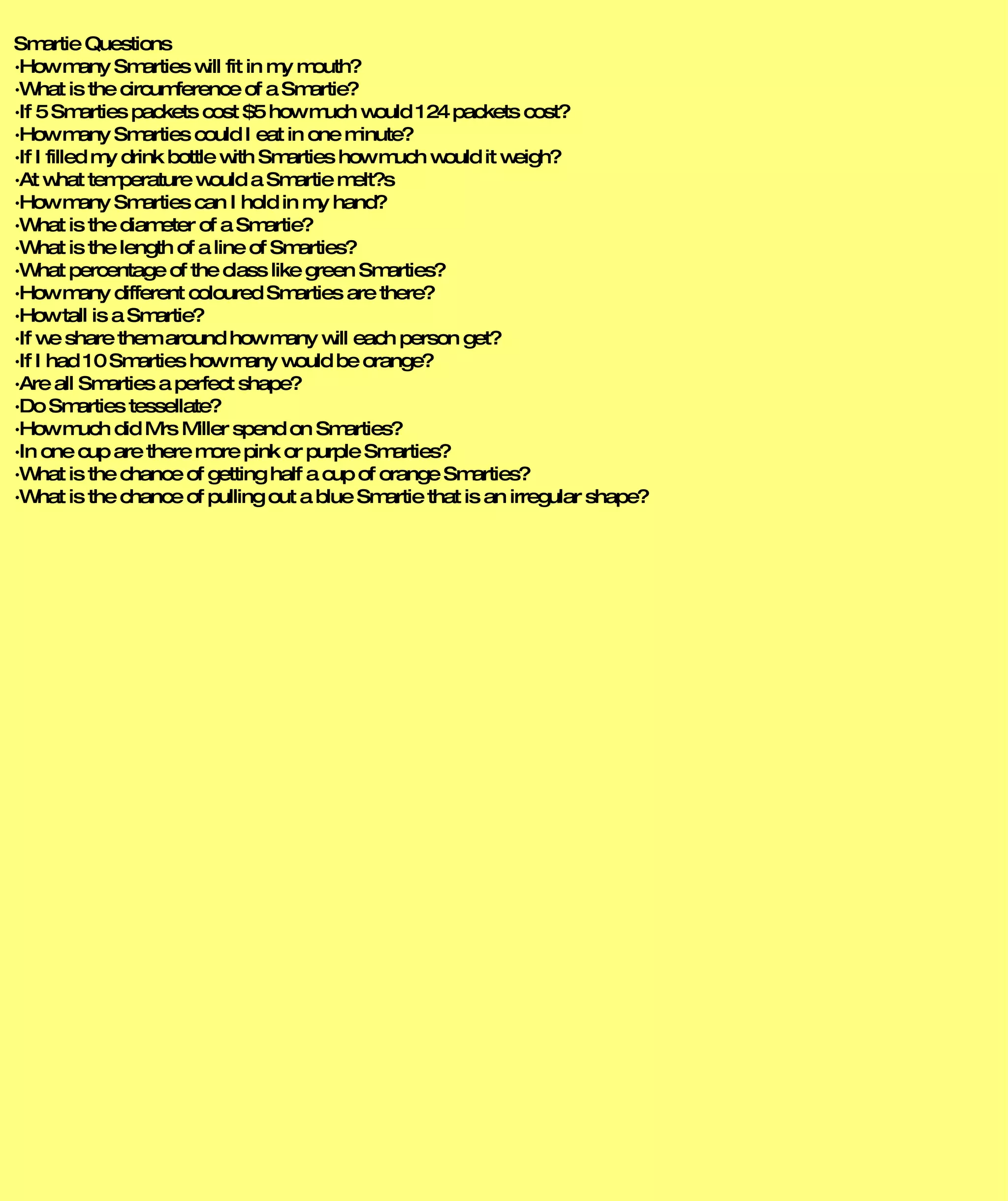 Year 5 Term 4 smartie maths | PPT