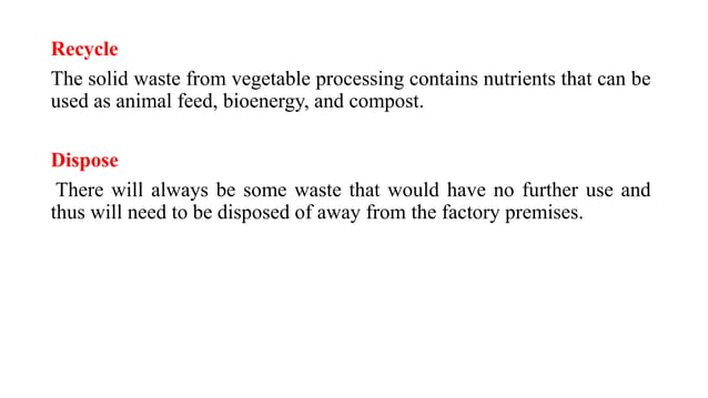 vegetable waste management | PPTX | Agriculture | Industries