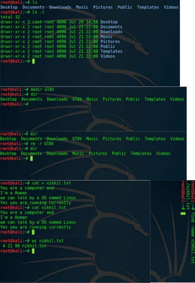 Screenshots Of All Commands For Linux Terminal Kali Linux