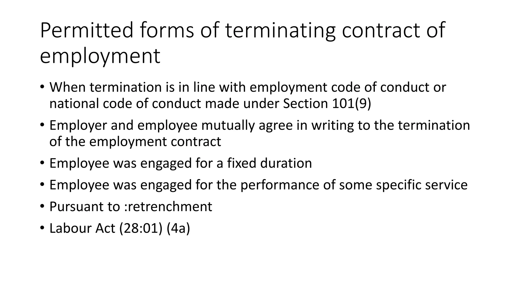 LABOUR LAW AND HR Termination of employment contract | PPTX