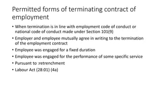 LABOUR LAW AND HR Termination of employment contract | PPTX