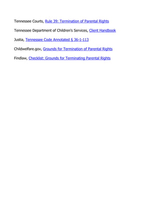 Termination of Parental Rights in Tennessee - Part1 | PDF