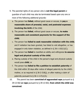 Termination of Parental Rights in Tennessee - Part1 | PDF