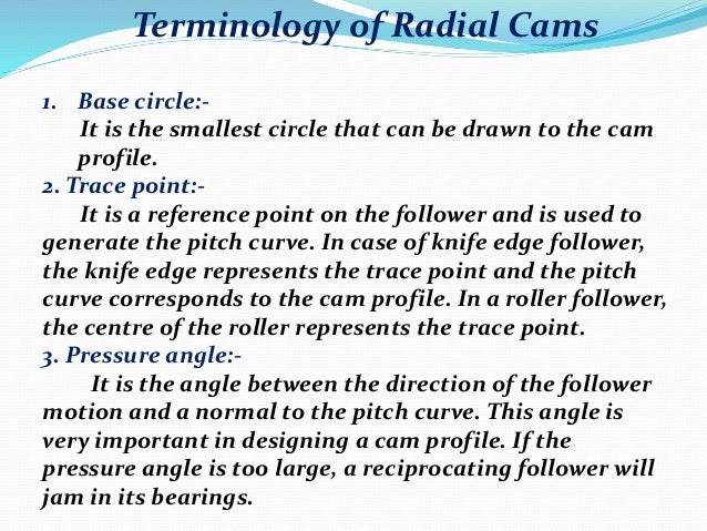 Terminollogy of radial cam