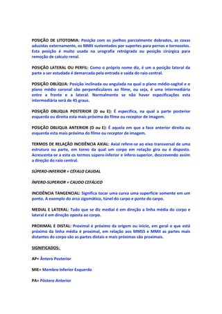 Terminologia radiológica termos gerais usados no posicionamento ...