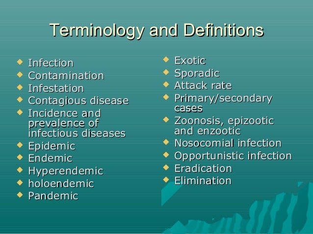 Terminologies Communicable Diseases Characteristics Of Infectious