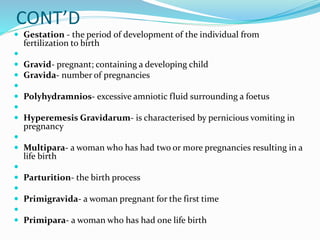 Terminologies used in normal midwifery-mr. panneh | PPTX