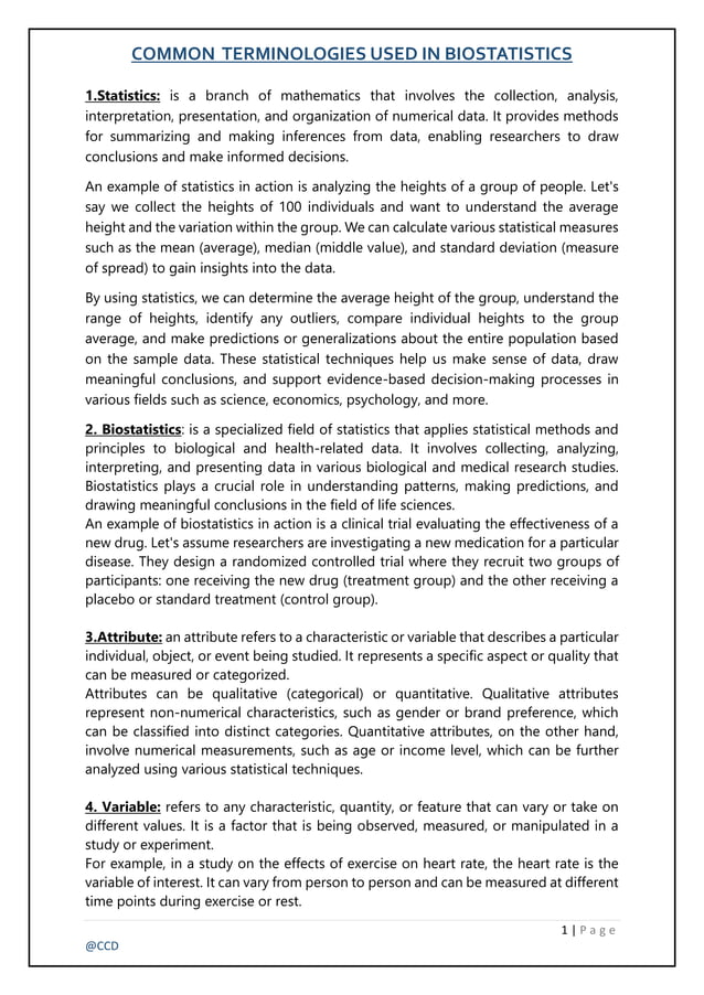 Terminologies in Biostatistics.pdf | Physics | Science