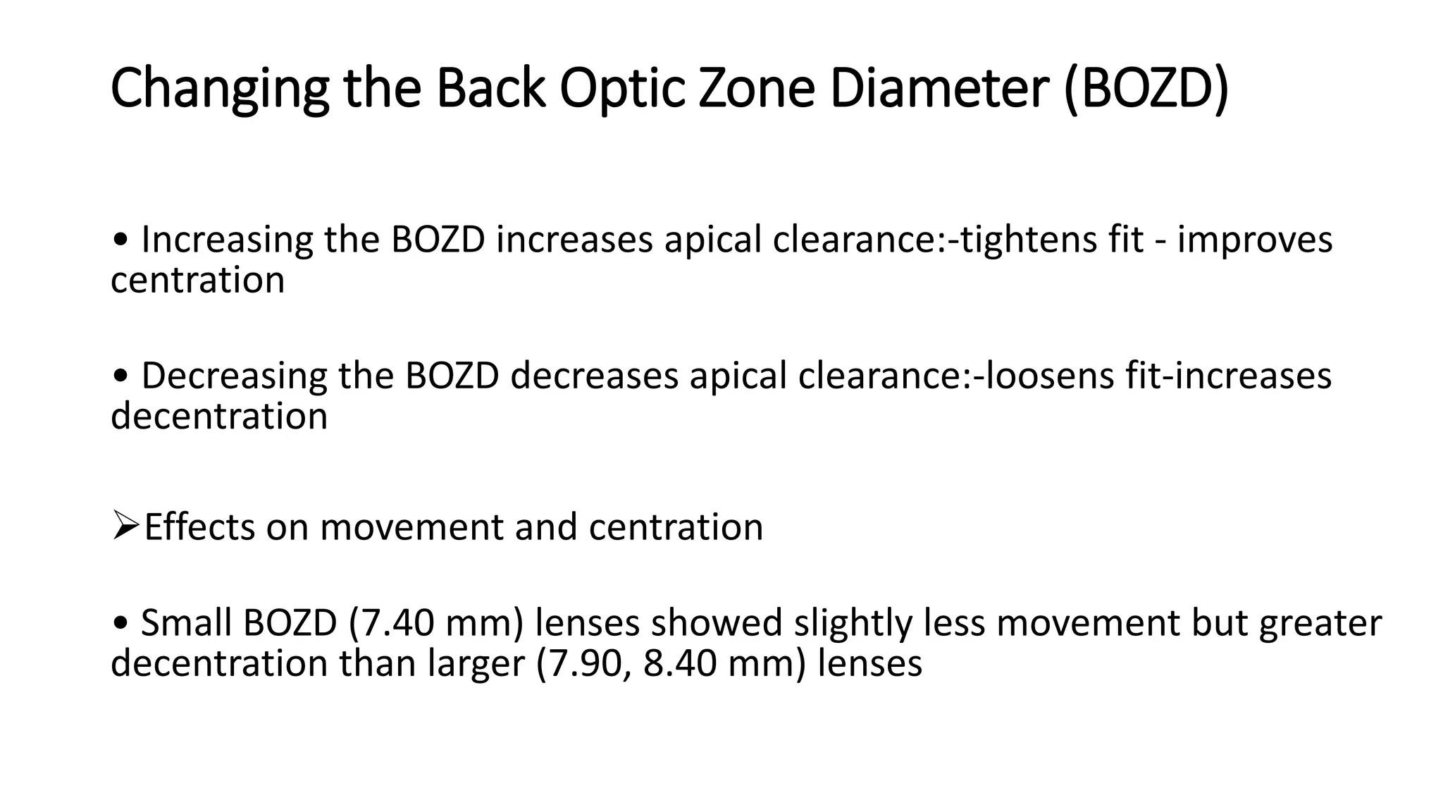 Terminologies in contact lens dimension and manufacturing of RGP lenses ...