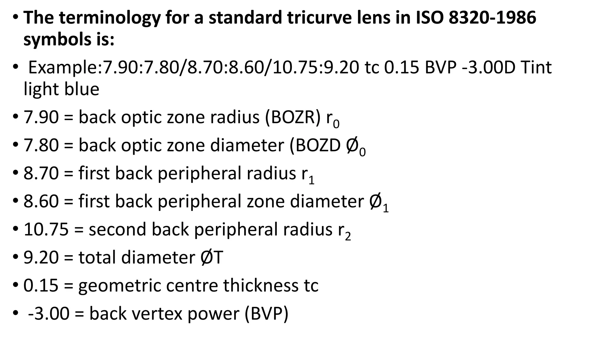 Terminologies in contact lens dimension and manufacturing of RGP lenses ...