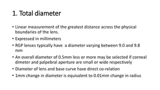 Terminologies in contact lens dimension and manufacturing of RGP lenses ...