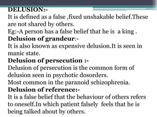 Terminologies in psychiatry and classification of mental disorders | PPTX