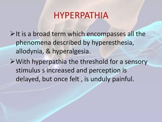 Terminologies in sensory symptoms | PPT