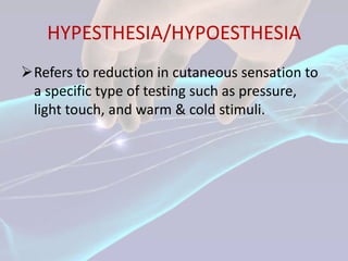 Terminologies in sensory symptoms | PPT