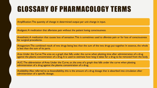 Glossary of Terms Commonly Use in Pharmacology | PDF