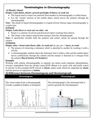 Terminologies used in chromatography | PDF
