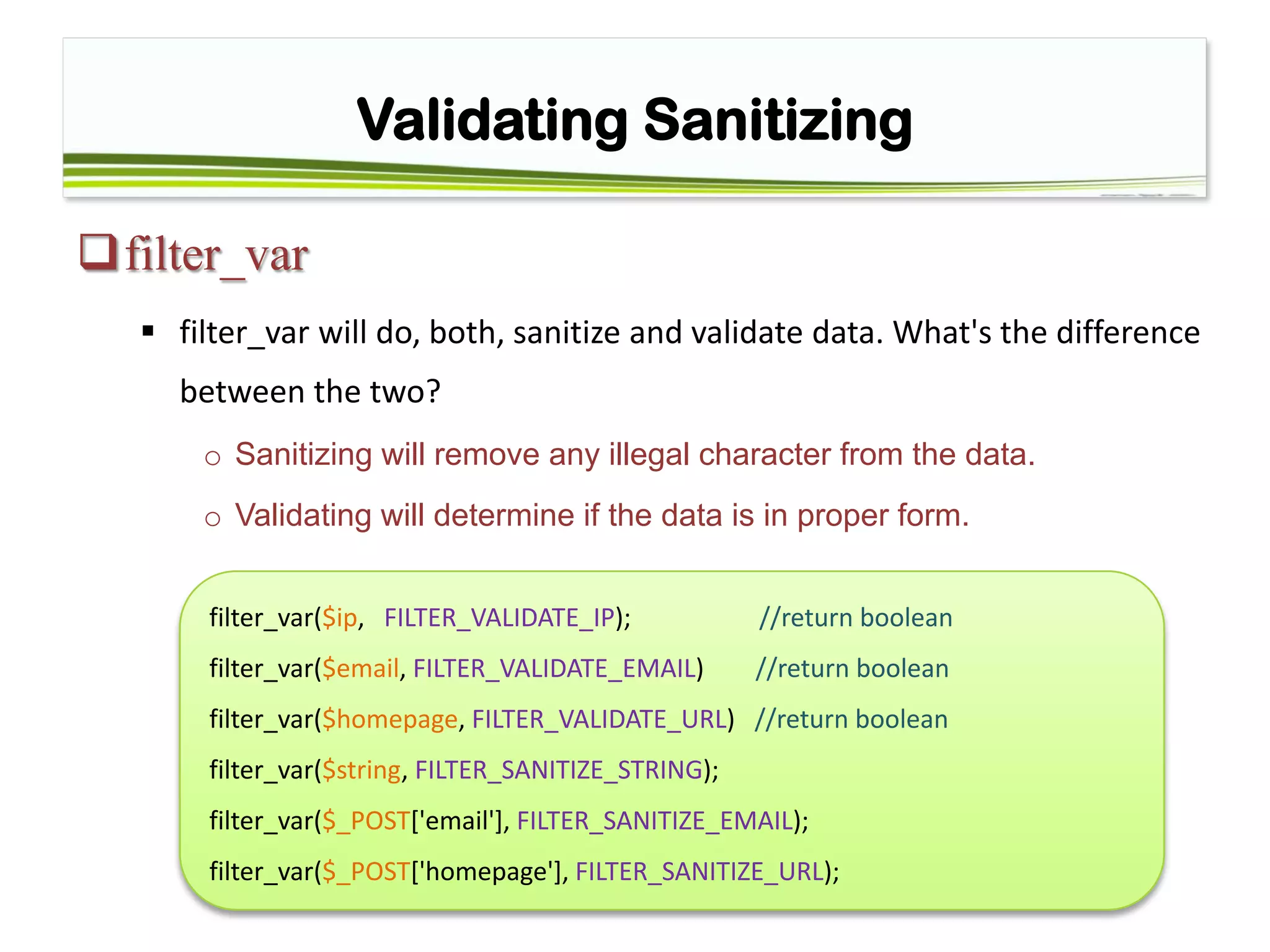 Validating and Sanitizing User Data | PDF