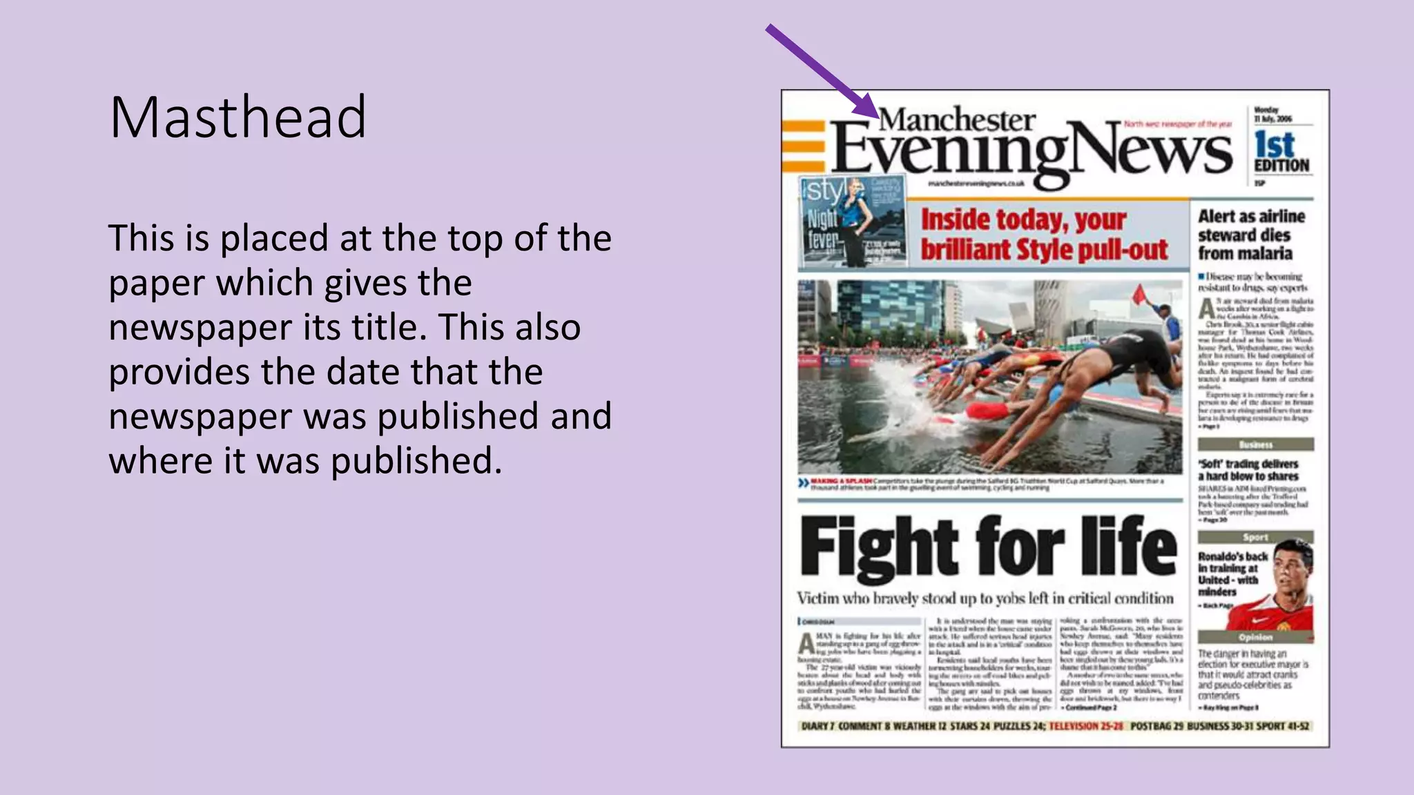 Main Newspaper Features | PPTX