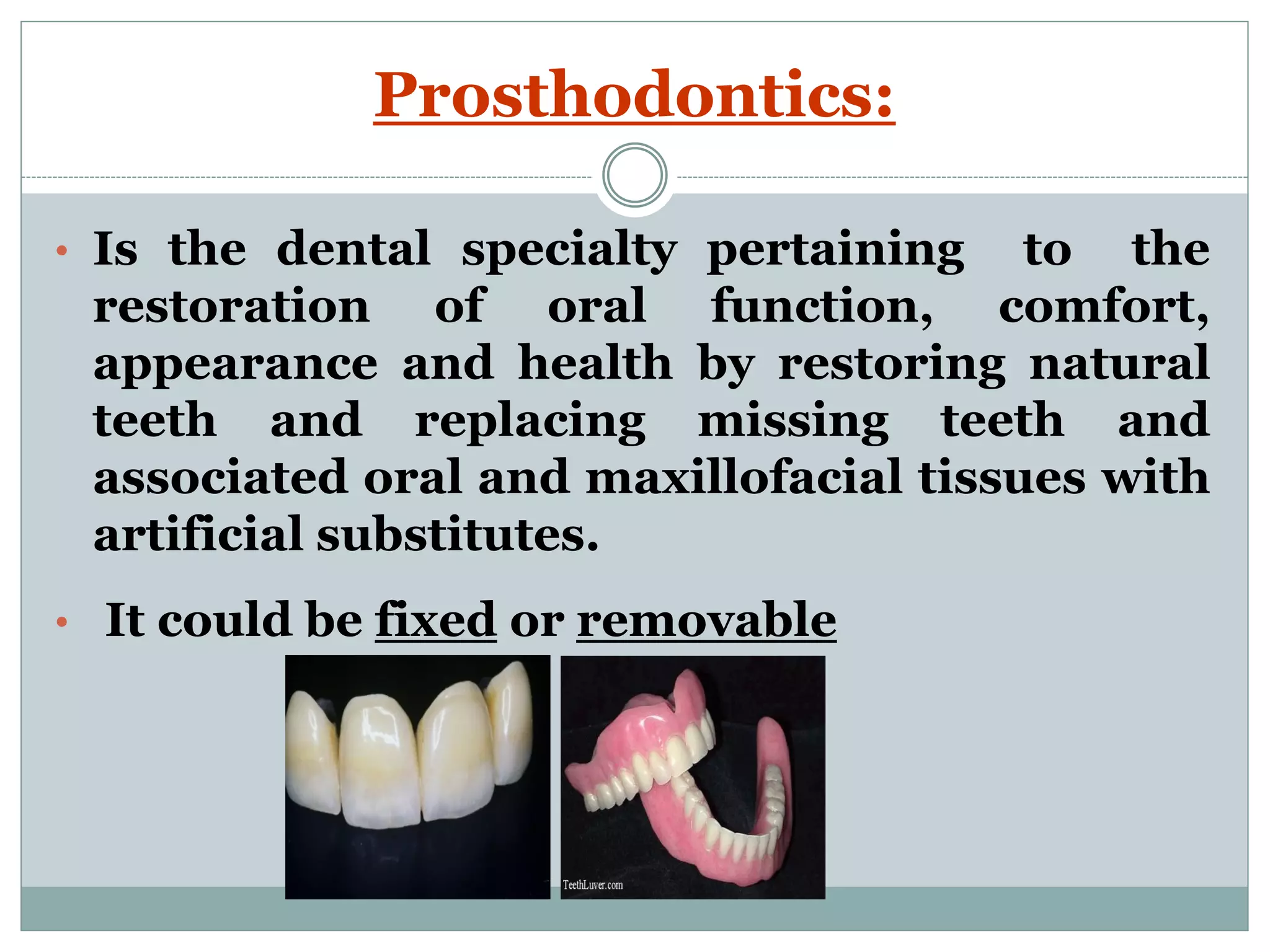 Terminology and classification of fixed prosthodontics | PDF