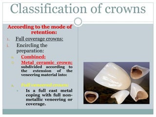 Terminology and classification of fixed prosthodontics | PDF