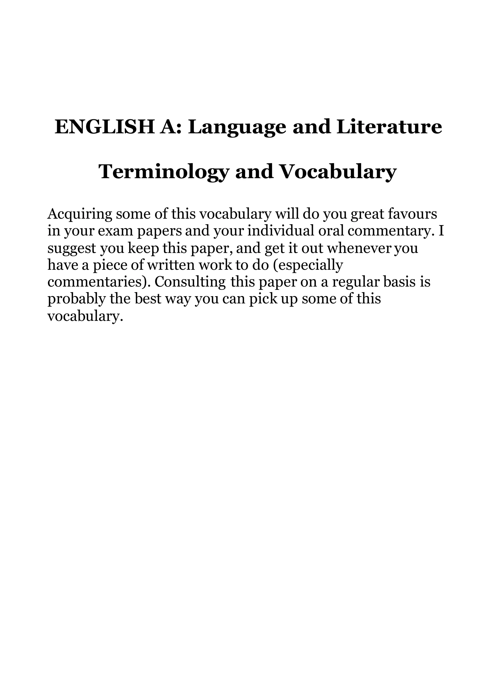 Terminolog yand vocabhandout | PDF