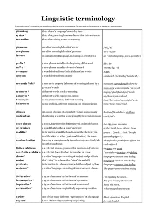 Terminolog yand vocabhandout | PDF