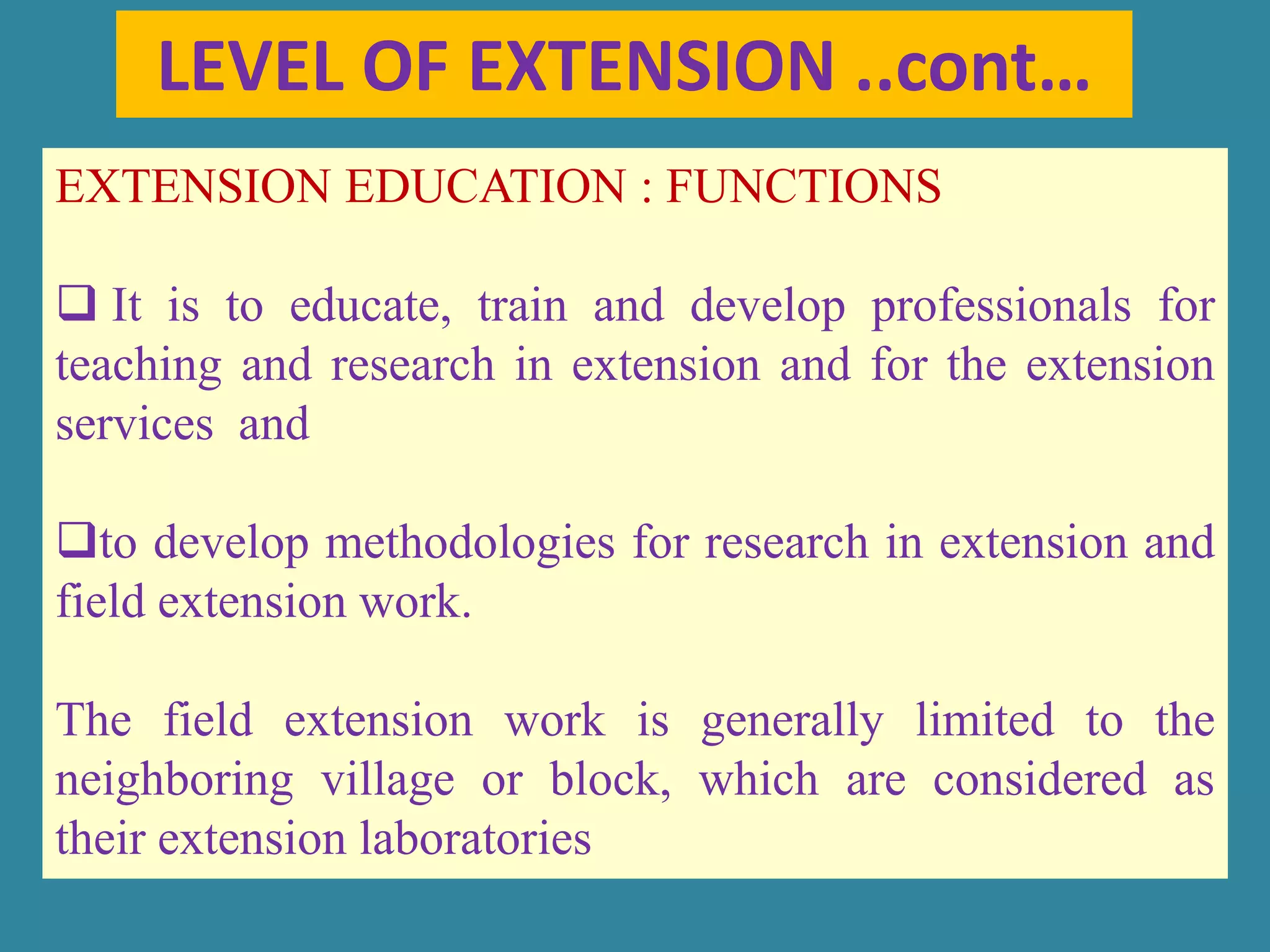 Terminology, concept, level of extension education | PDF