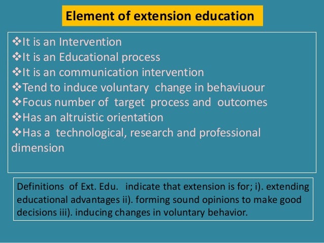 Terminology, concept, level of extension education